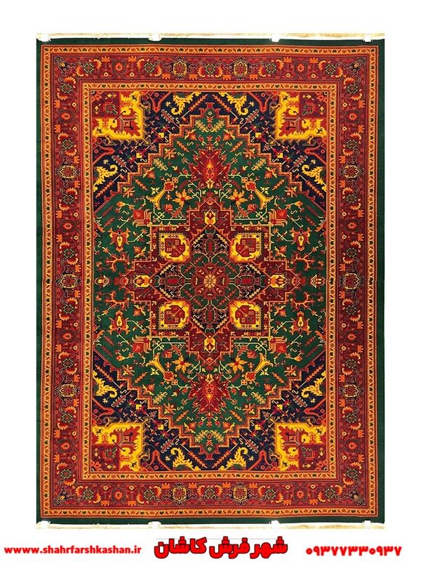 فرش سنتی لاکی سبز 700 شانه کد 704sa | فرش کاشان