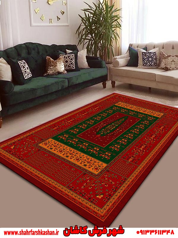 فرش قرمز سبز سنتی طرح درخت 700 شانه کد 730 | فرش کاشان